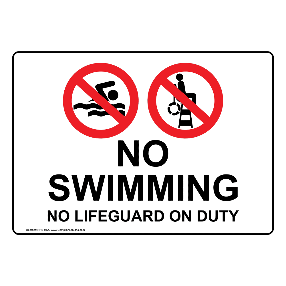 No Swimming No Lifeguard On Duty Sign NHE-9422 No Lifeguard
