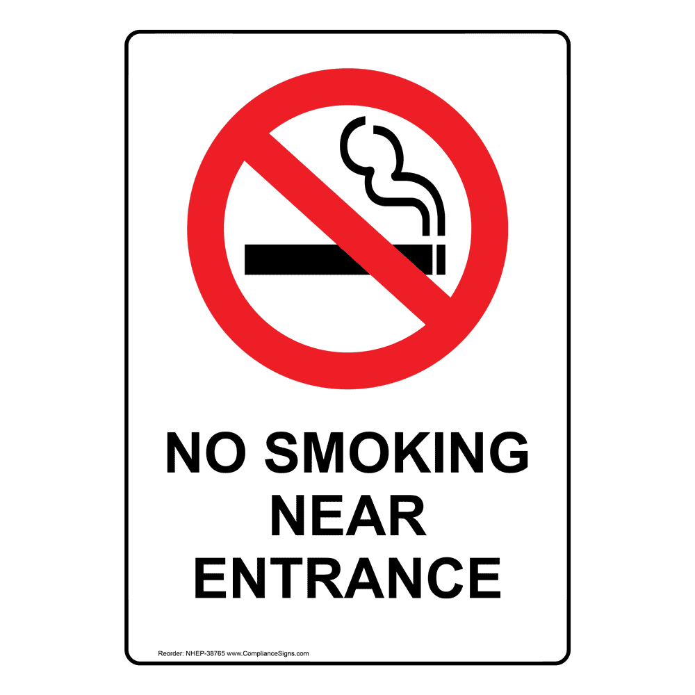 No Smoking Near Entrance Sign With Symbol NHE-38765