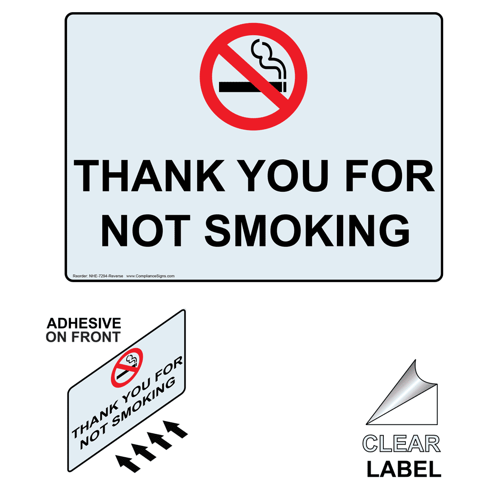 Thank You For Not Smoking Label NHE-7294-Reverse No Smoking
