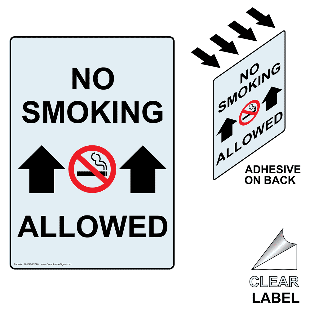 Portrait No Smoking Allowed Clear Label With Symbol NHEP-15770