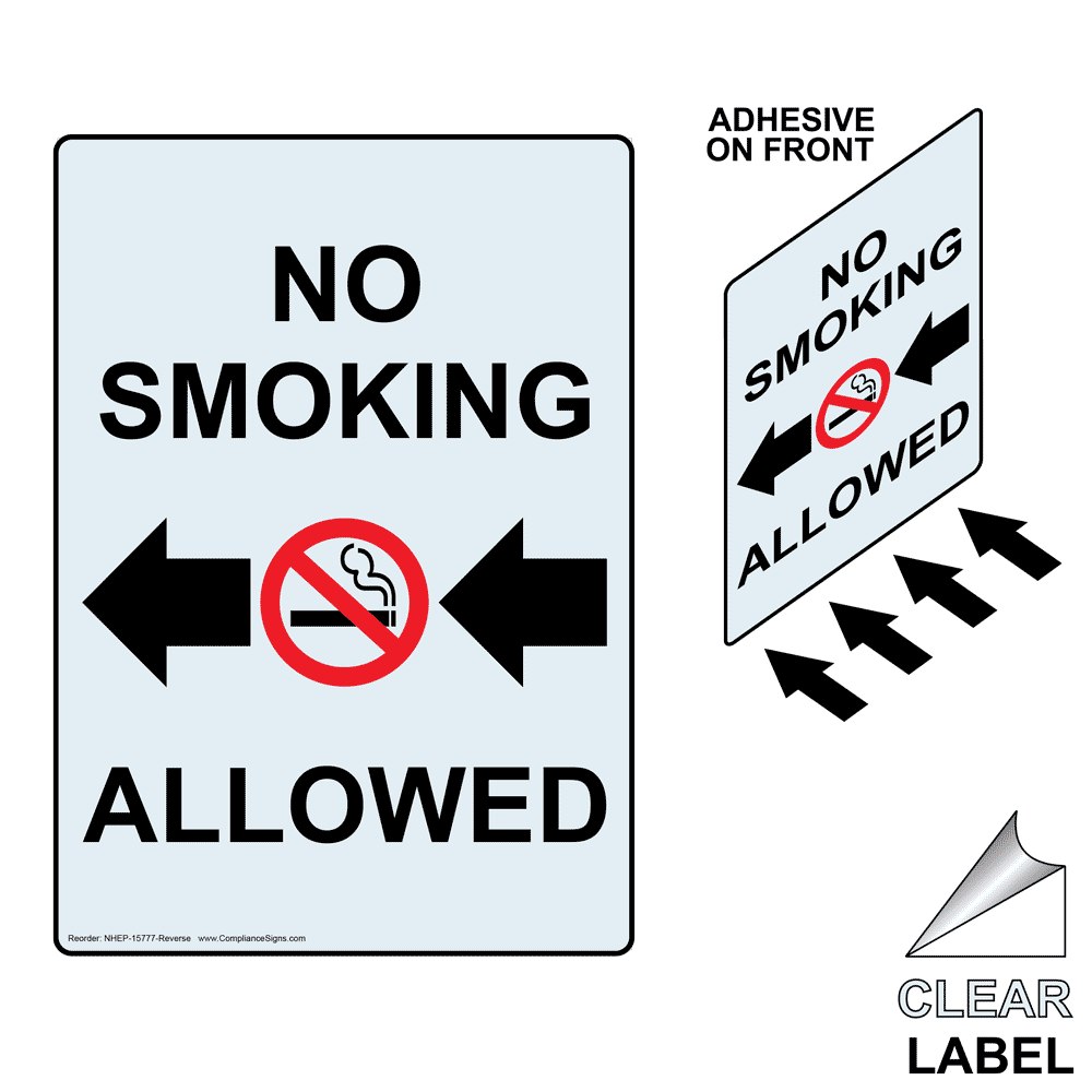 Portrait No Smoking Allowed Clear Label With Symbol NHEP-15777-Reverse