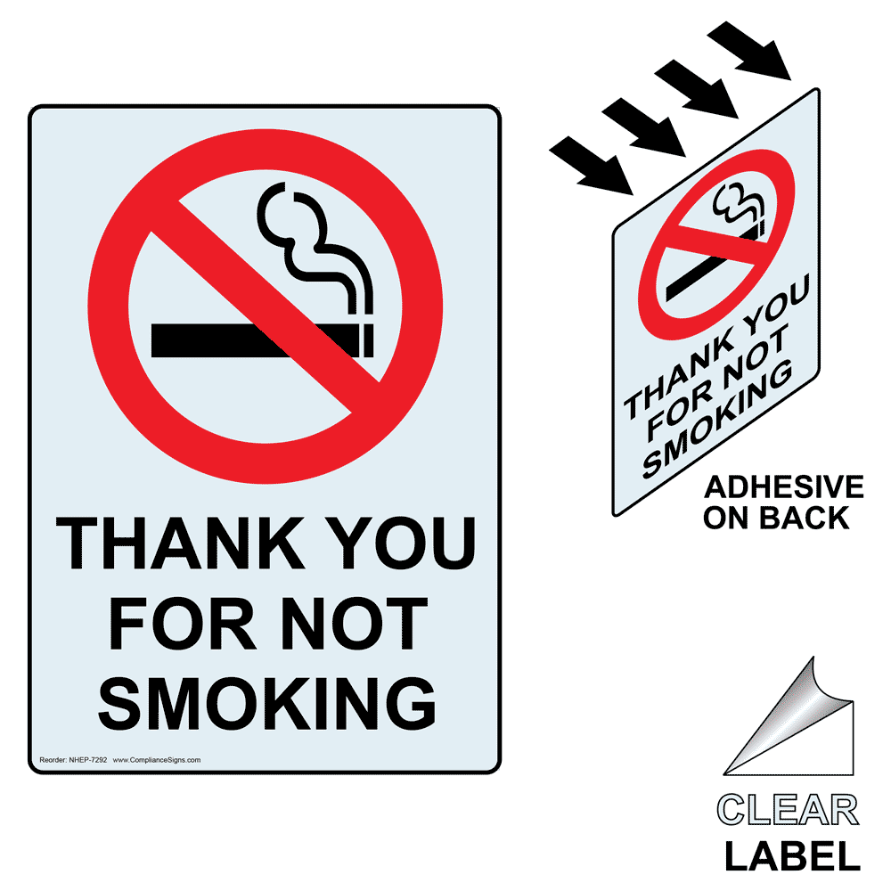 Thank You For Not Smoking Label NHE-7292 No Smoking