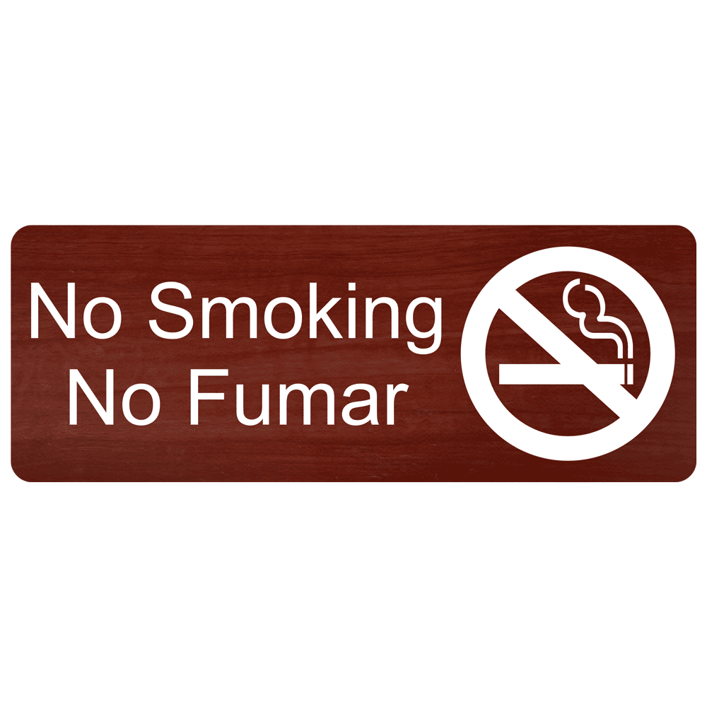 No Smoking No Fumar Bilingual Engraved Sign EGRB-460-SYM-WHTonCNMN