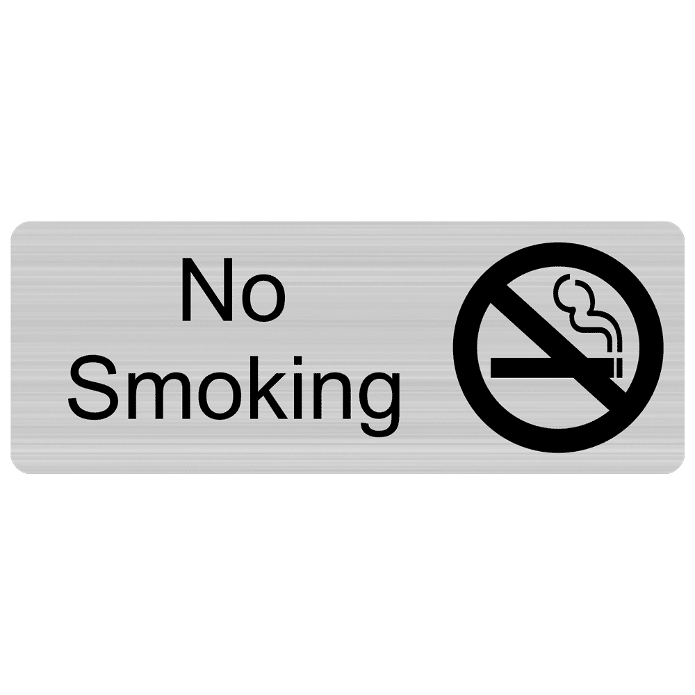 No Smoking Engraved Sign EGRE-460-SYM-BLKonSLVR No Smoking