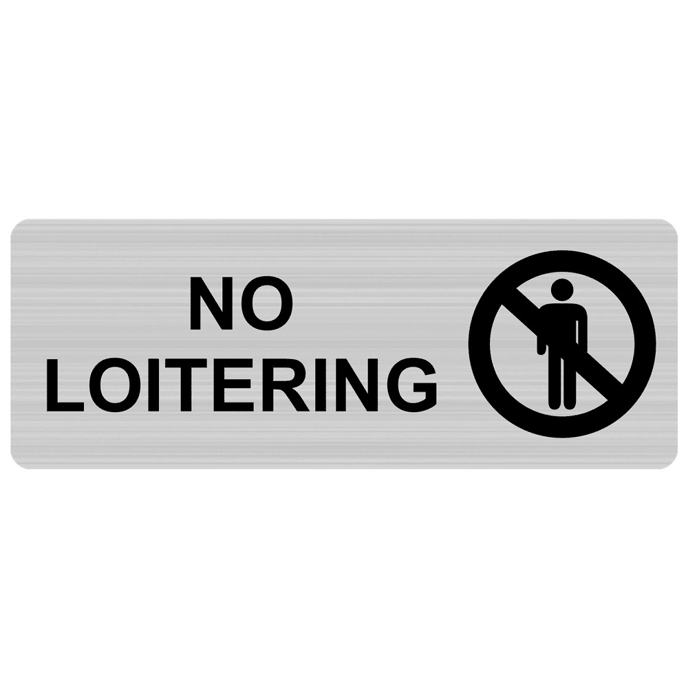 No Loitering Engraved Sign EGRE-13380-BLKonSLVR No Trespassing