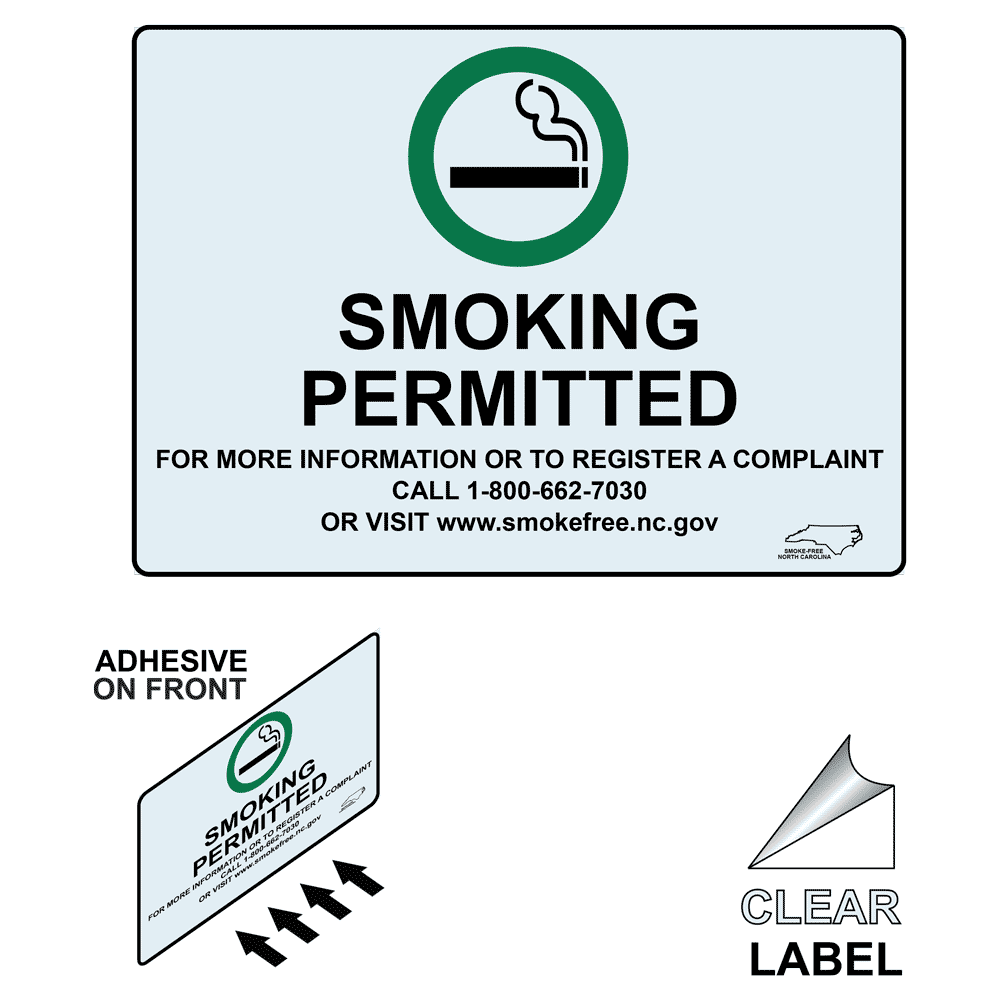 Smoking Permitted Label NHE-10523-NorthCarolina-Reverse Smoking Area