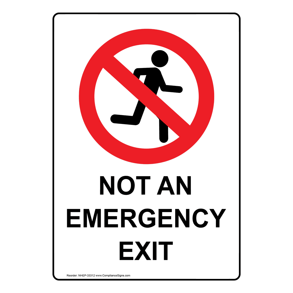Portrait Not An Emergency Exit Sign With Symbol NHEP-33312