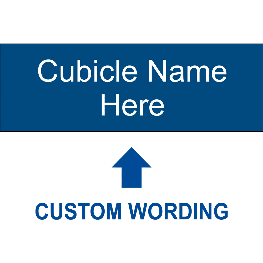 Cubicle Name Engraved Custom Office Sign EGRE-CUSTOM-CUB-WHTonBLU