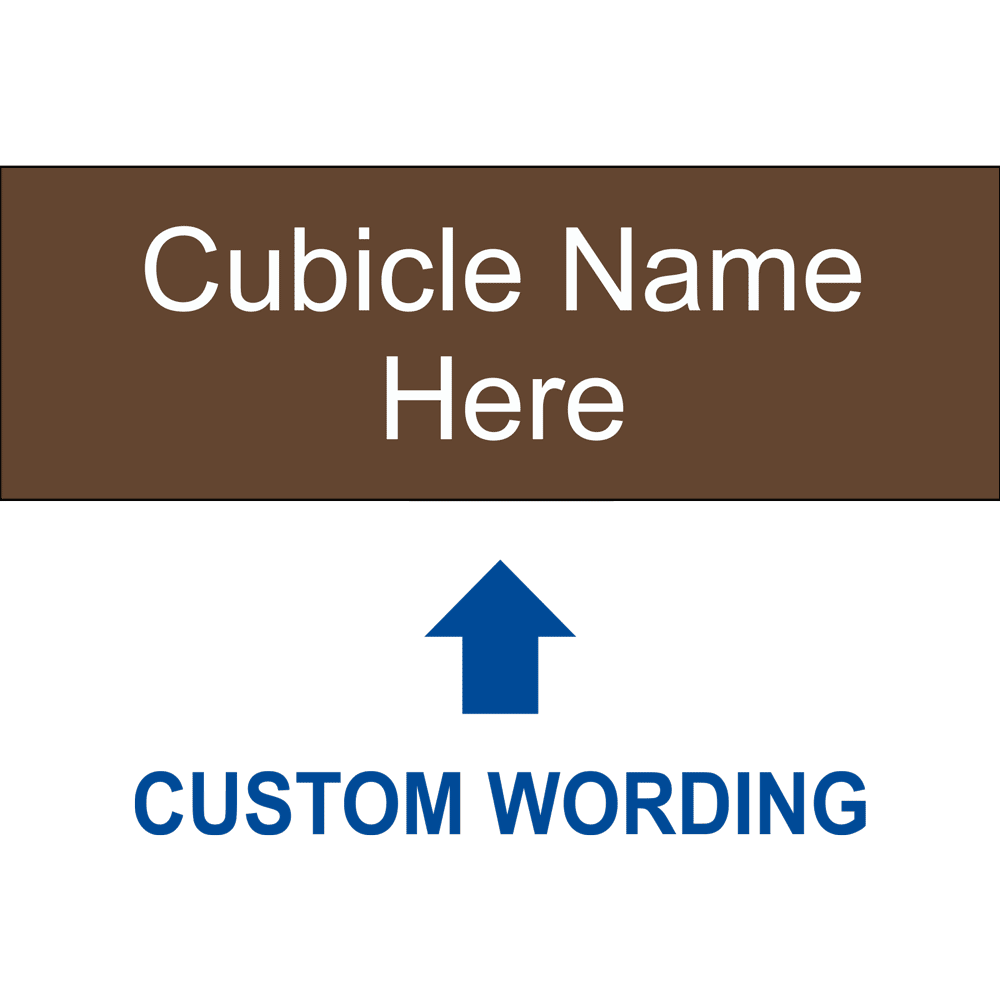 Cubicle Name Engraved Custom Office Sign EGRE-CUSTOM-CUB-WHTonBrown