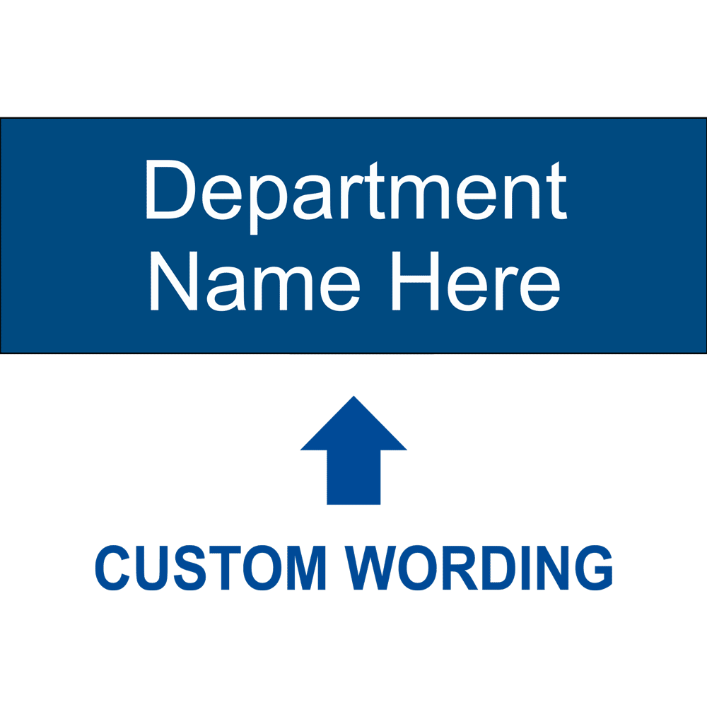 Department Name Engraved Custom Office Sign EGRE-CUSTOM-DEPT-WHTonBLU