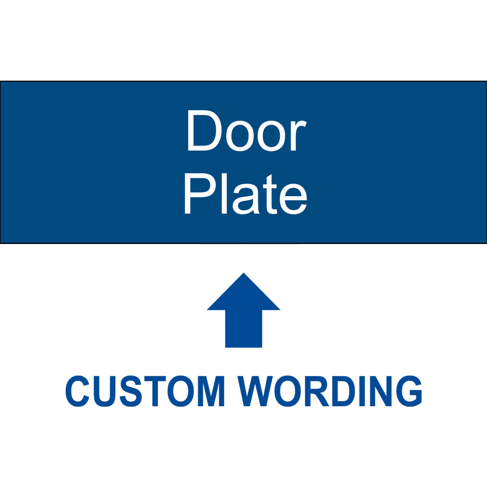Door Plate Engraved Custom Office Sign EGRE-CUSTOM-DOOR-WHTonBLU