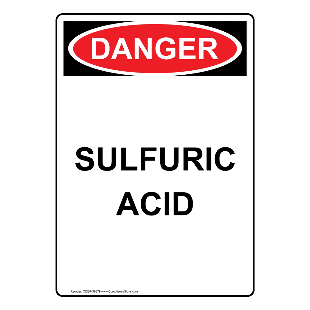 Portrait OSHA Sulfuric Acid Sign ODEP-38679