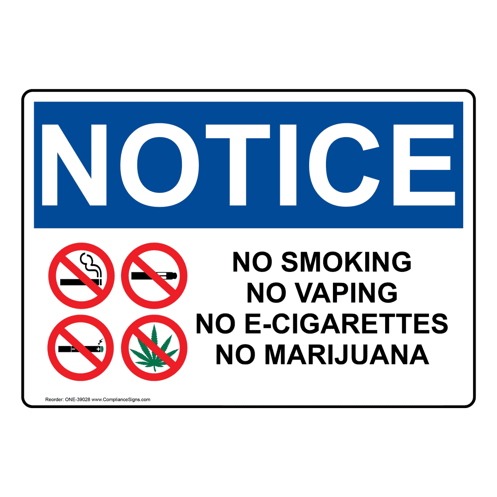 OSHA No Smoking No Vaping No E-Cigarettes Sign With Symbol ONE-39028