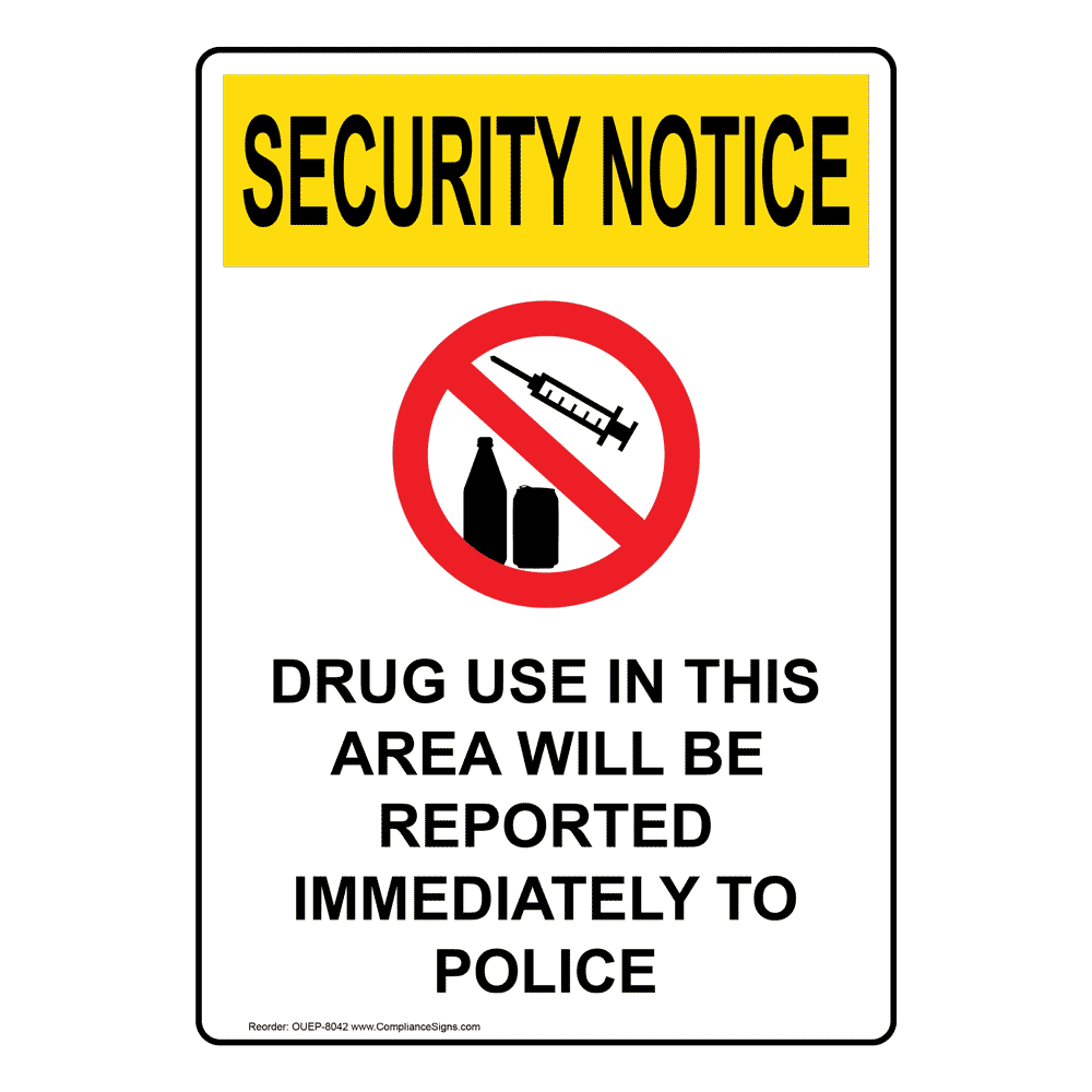Portrait OSHA Drug Use In This Area Sign With Symbol OUEP-8042