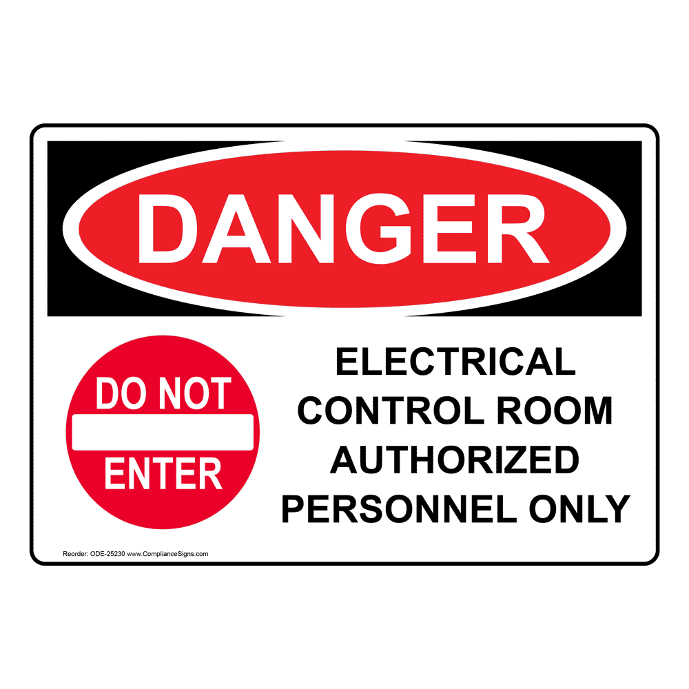 OSHA DANGER Electrical Control Room Sign With Symbol ODE-25230