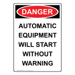 Industrial Notices - Automatic Start Signs and Labels
