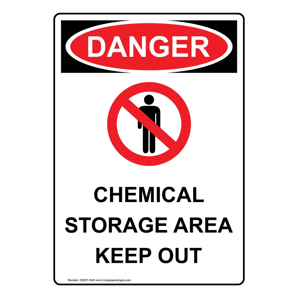 Portrait OSHA Chemical Storage Area Sign With Symbol ODEP-1645