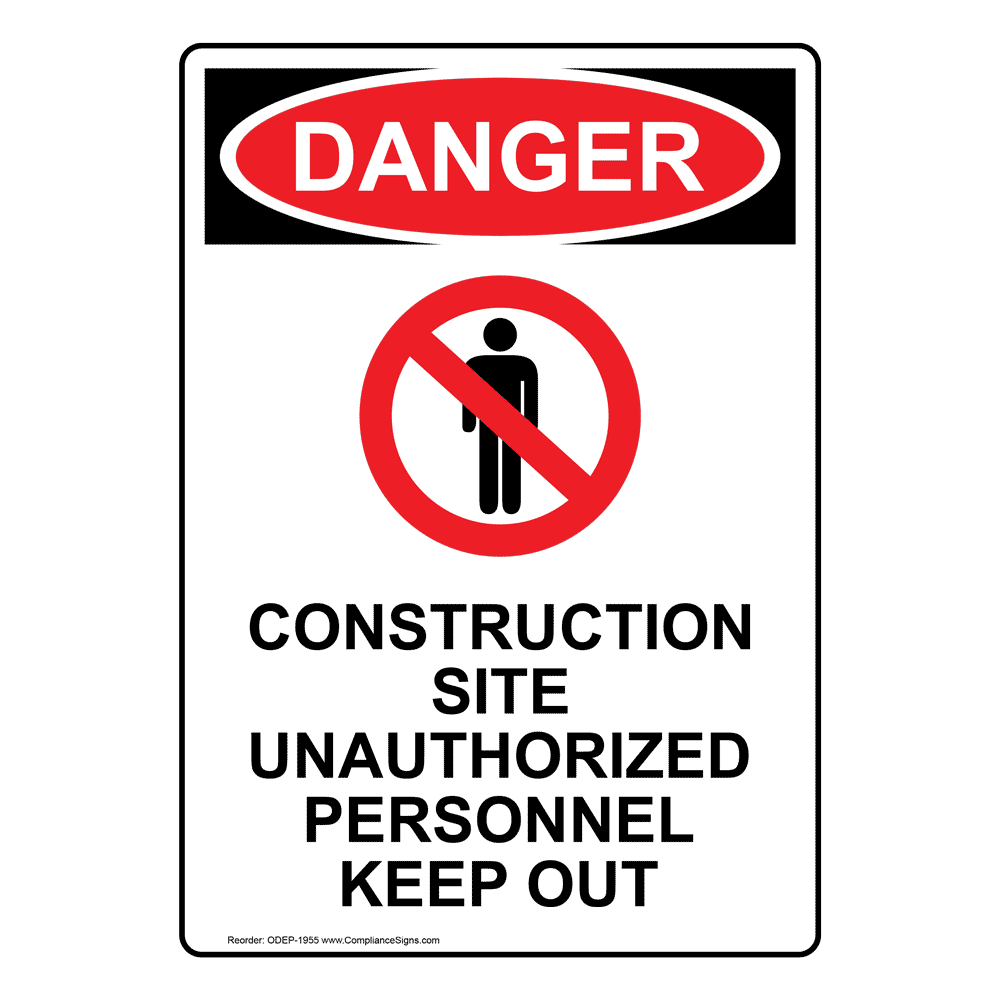Portrait OSHA Construction Site Sign With Symbol ODEP 1955 portrait-osha-construction-site-sign-with-symbol-odep-1955