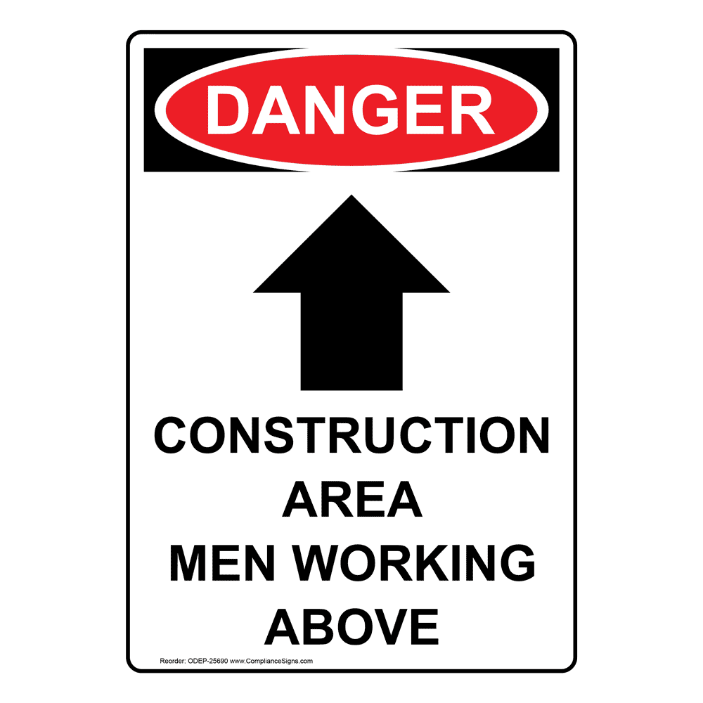 Portrait OSHA Construction Area Sign With Symbol ODEP-25690