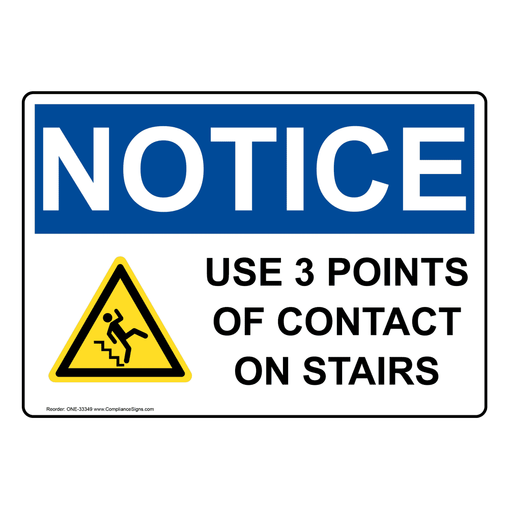 OSHA Use 3 Points Of Contact On Stairs Sign With Symbol ONE-33349