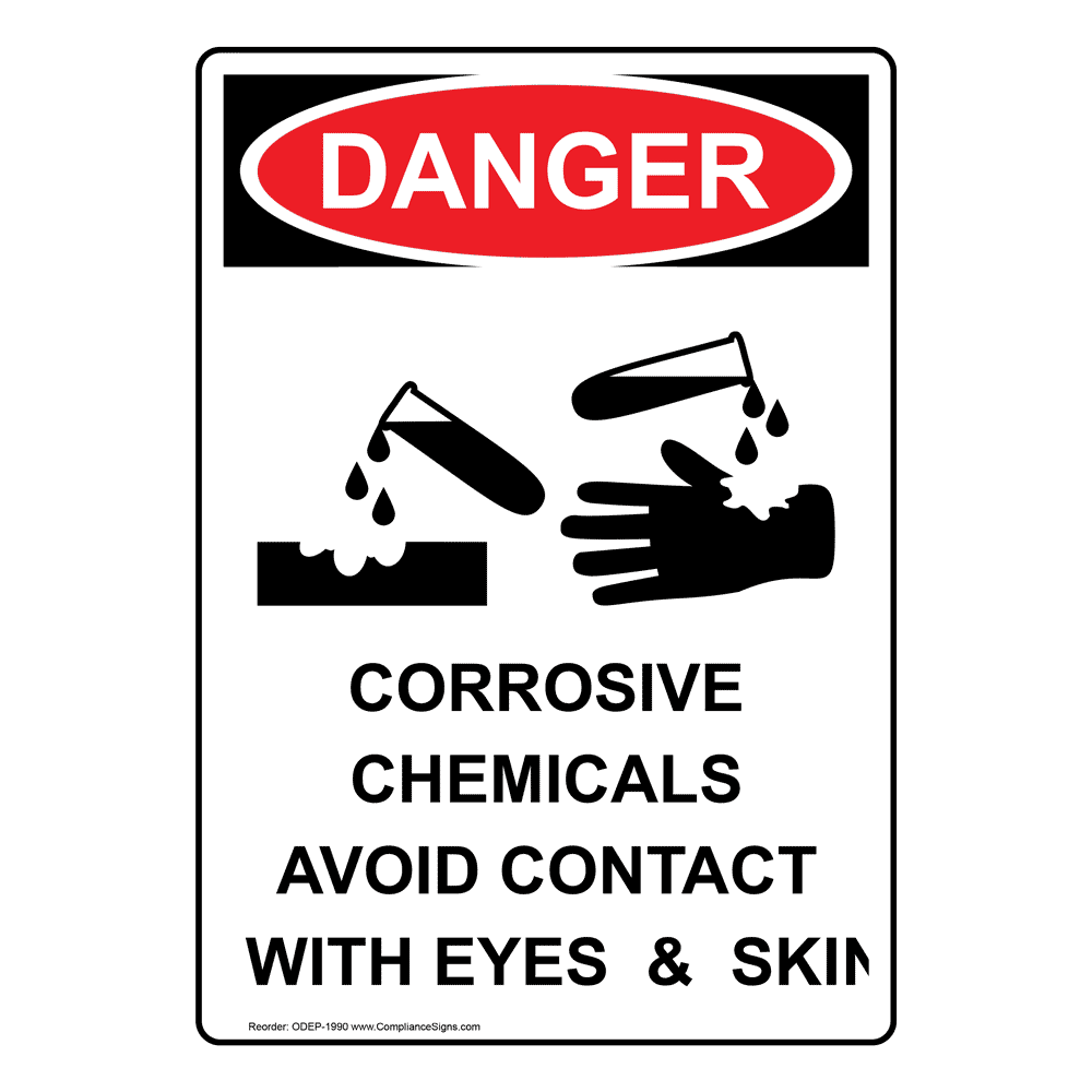 OSHA DANGER Corrosive Chemicals Avoid Contact Bilingual Sign ODB-1990