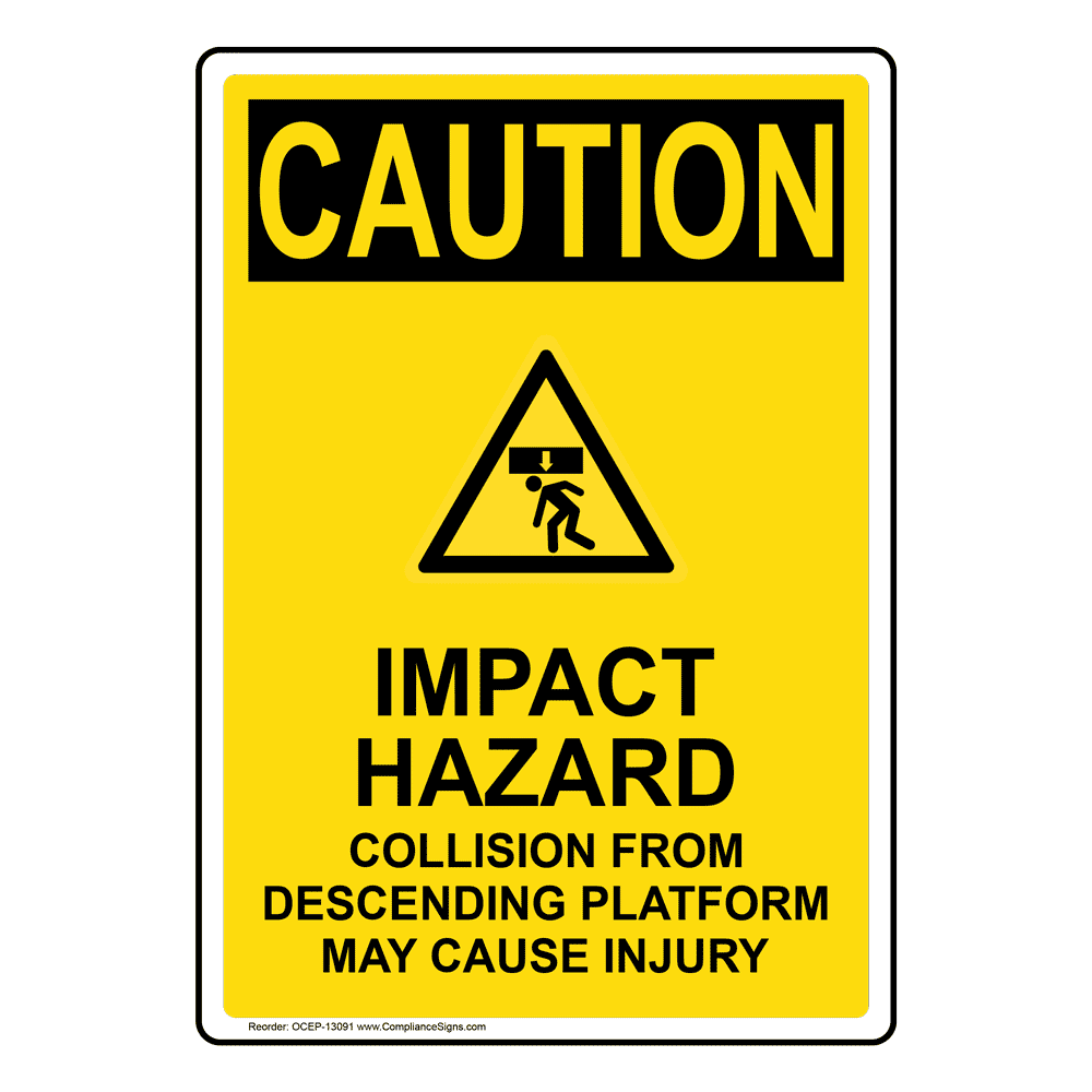 Portrait OSHA Impact Hazard Collision Sign With Symbol OCEP-13091