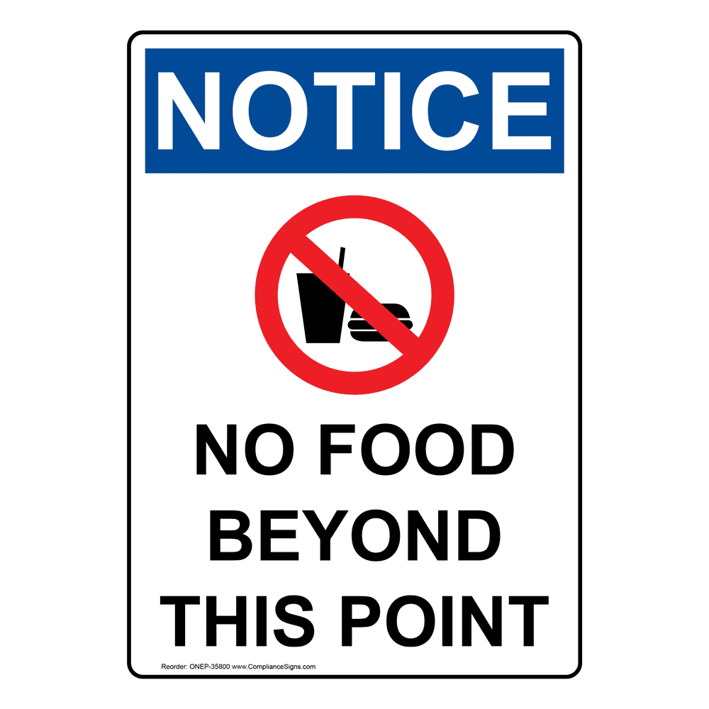 Portrait OSHA No Food Beyond This Point Sign With Symbol ONEP-35800
