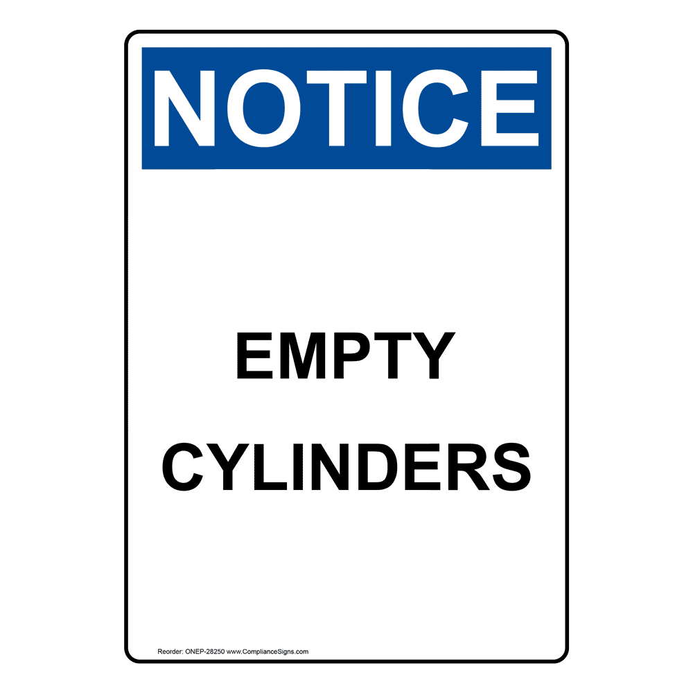 Portrait OSHA Empty Cylinders Sign ONEP-28250