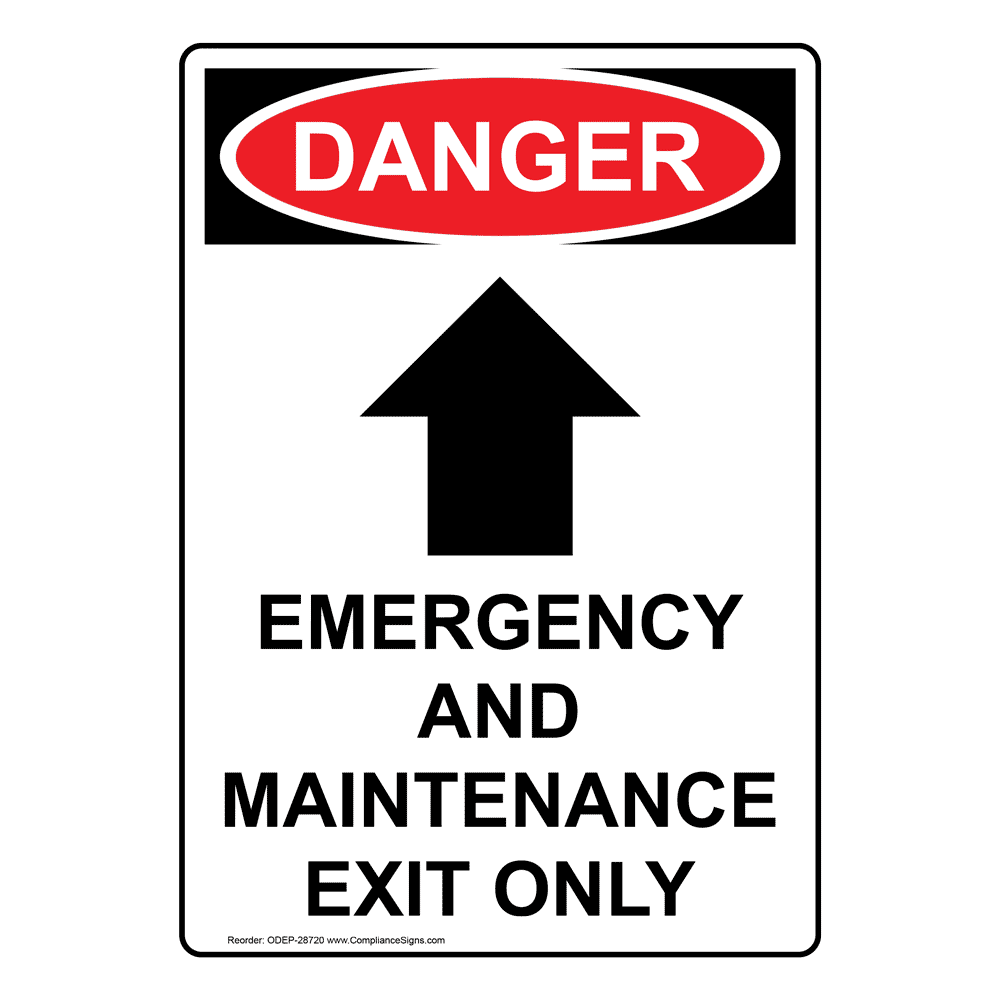 Osha Emergency And Maintenance Exit Sign With Symbol Ode28720