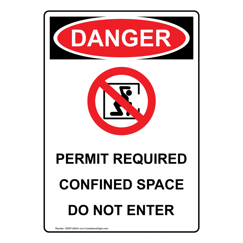 Portrait OSHA DANGER Permit Required Sign With Symbol ODEP-28554