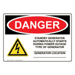 Generator Room Sign Safety Signs from ComplianceSigns.com