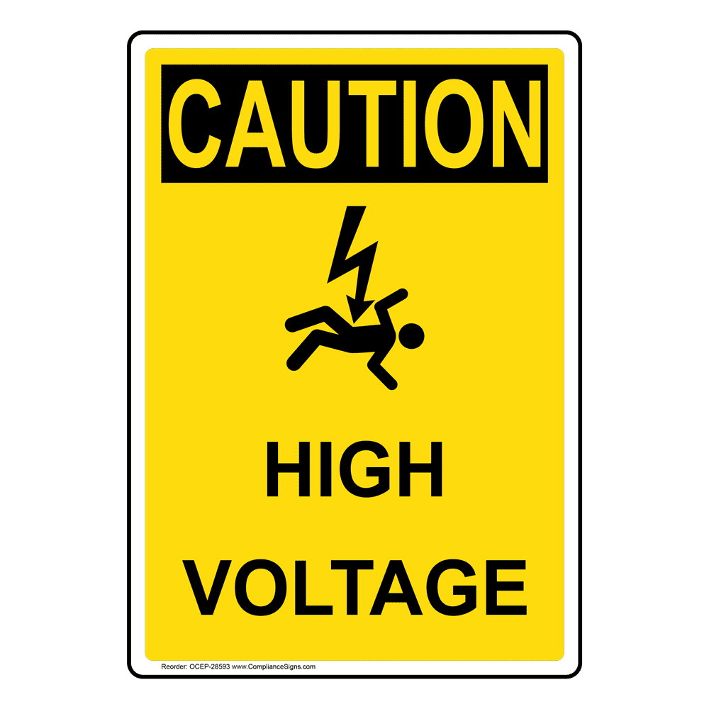 Portrait OSHA High Voltage Sign With Symbol OCEP-28593