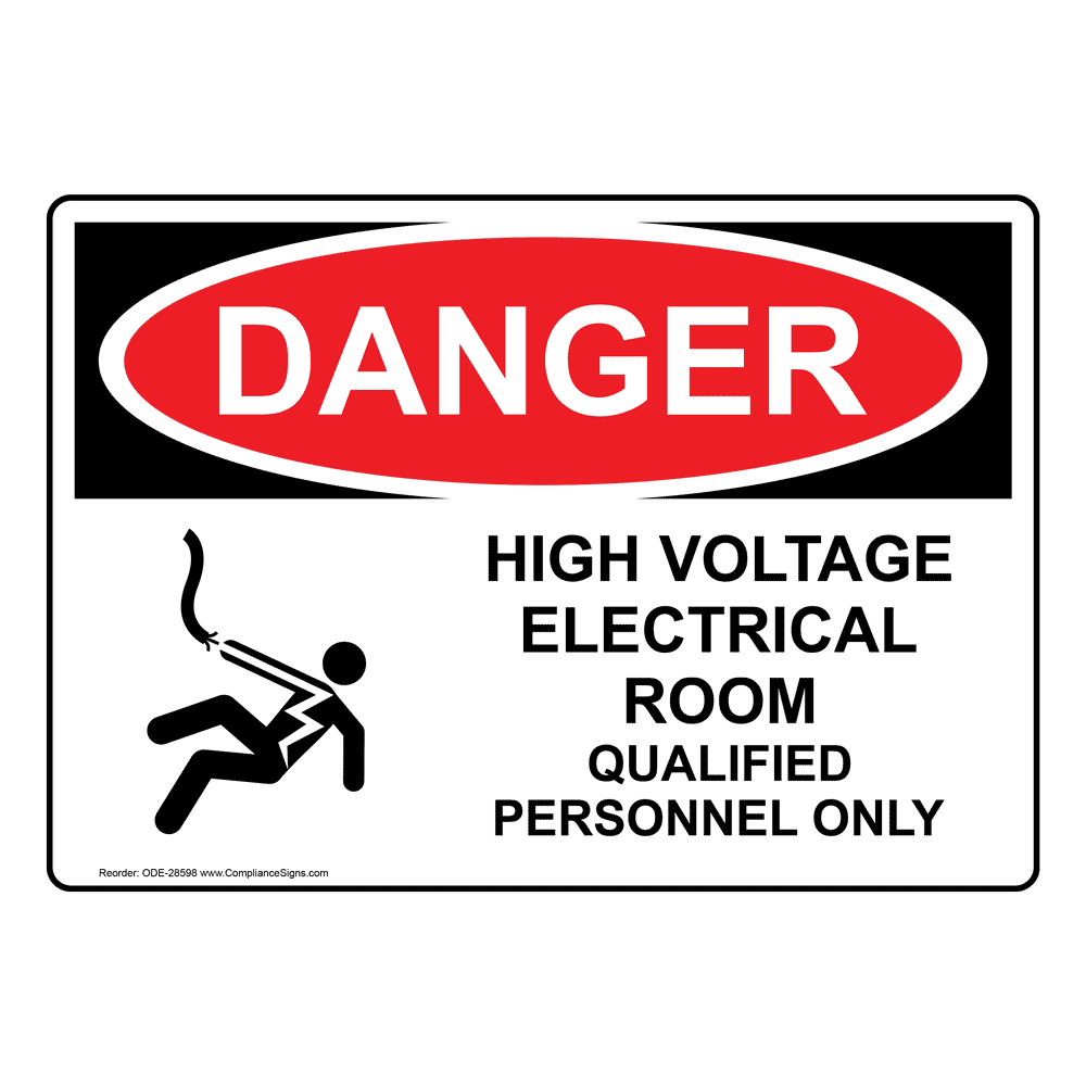 OSHA High Voltage Electrical Room Sign With Symbol ODE-28598