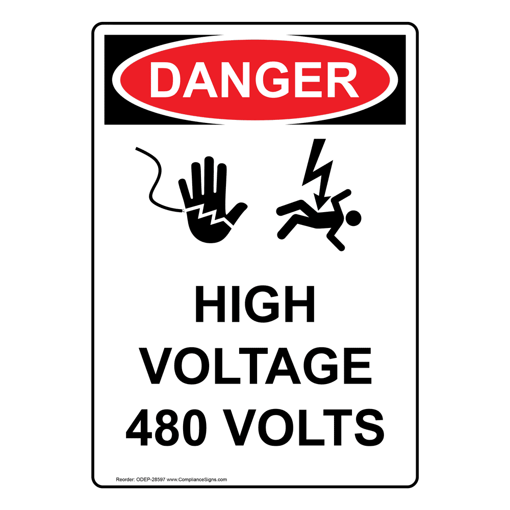OSHA High Voltage 480 Volts Sign With Symbol ODE-28597