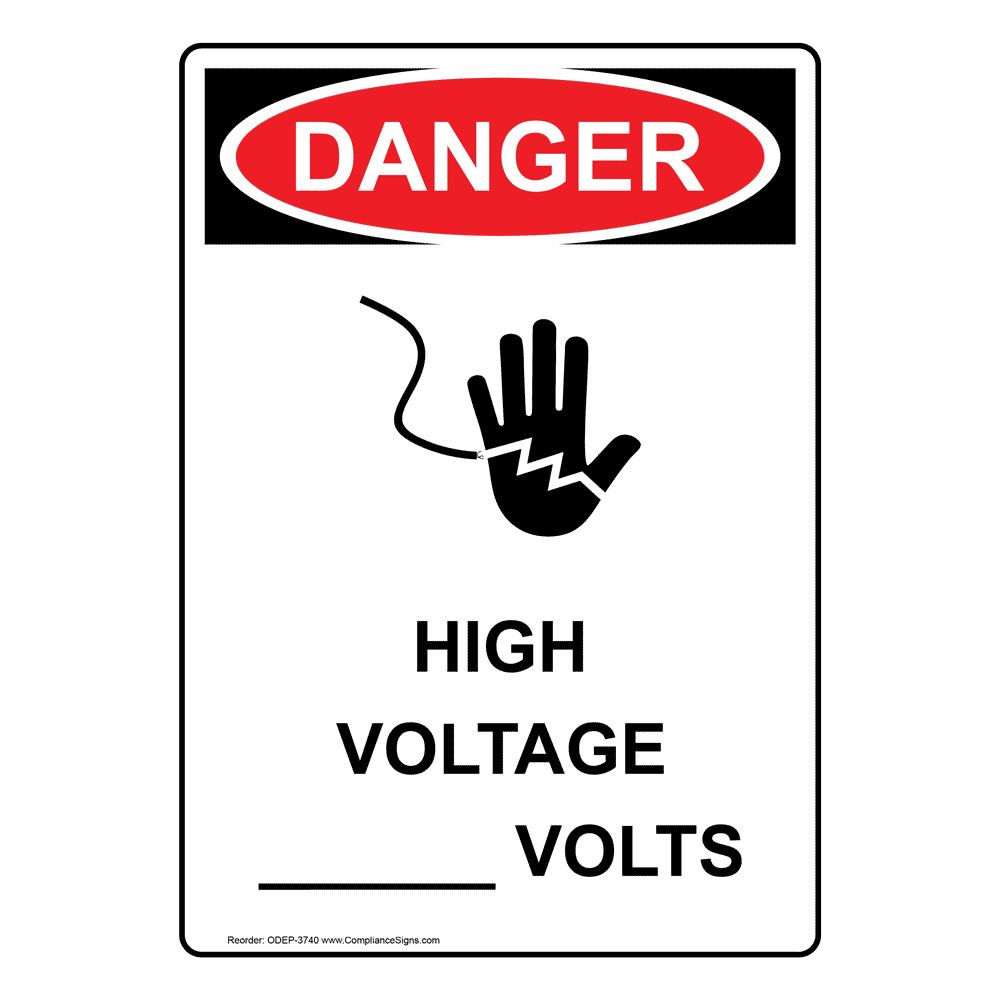 Portrait OSHA High Voltage ____ Volts Sign With Symbol ODEP-3740