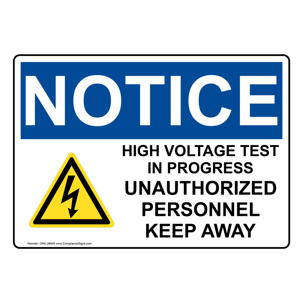 OSHA High Voltage Test In Progress Sign With Symbol ONE-28645