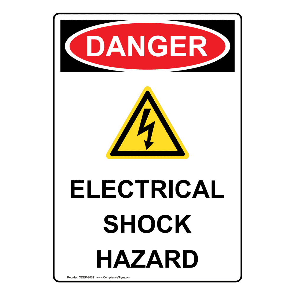 Portrait OSHA Electrical Shock Hazard Sign With Symbol ODEP-28621