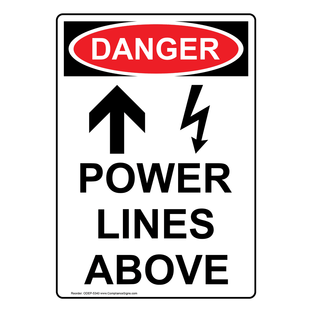 Portrait OSHA Power Lines Above Sign With Symbol ODEP-5340