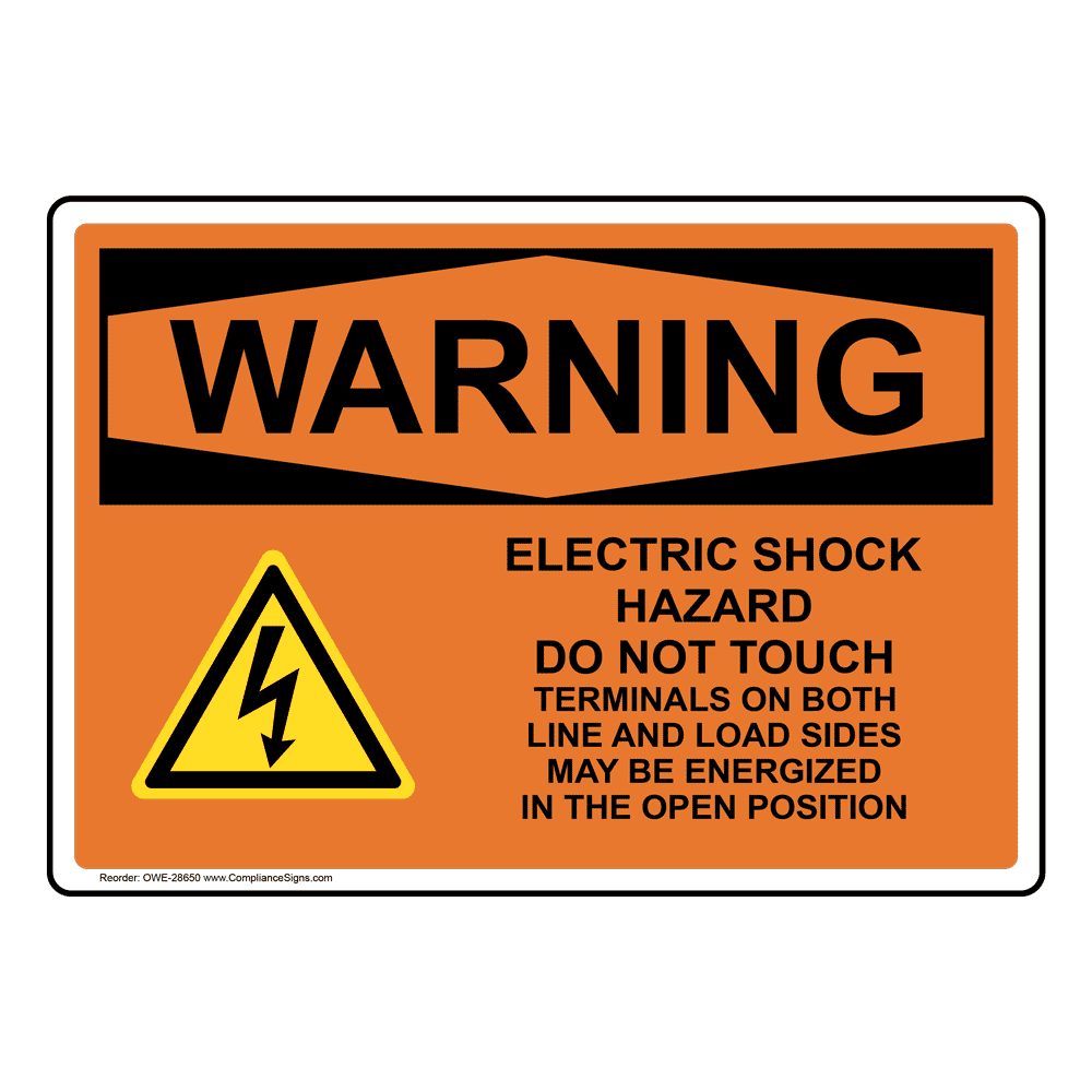 OSHA Electric Shock Hazard Do Not Sign With Symbol OWE-28650