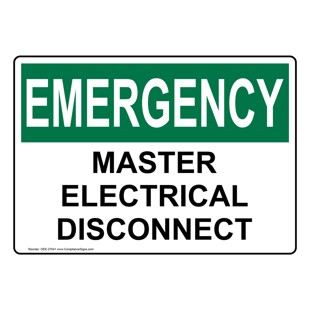 OSHA Master Electrical Disconnect Sign OEE 27041 osha-master-electrical-disconnect-sign-oee-27041