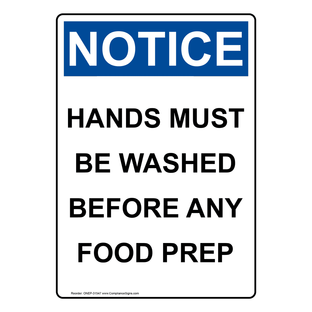 Portrait OSHA Hands Must Be Washed Before Any Sign ONEP-31547