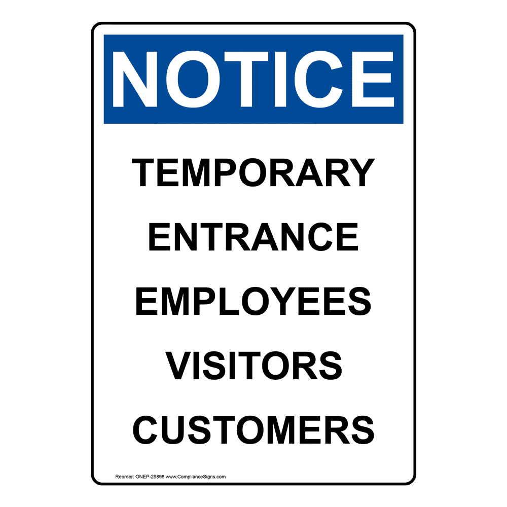 Portrait OSHA Temporary Entrance Employees Visitors Sign ONEP-29898