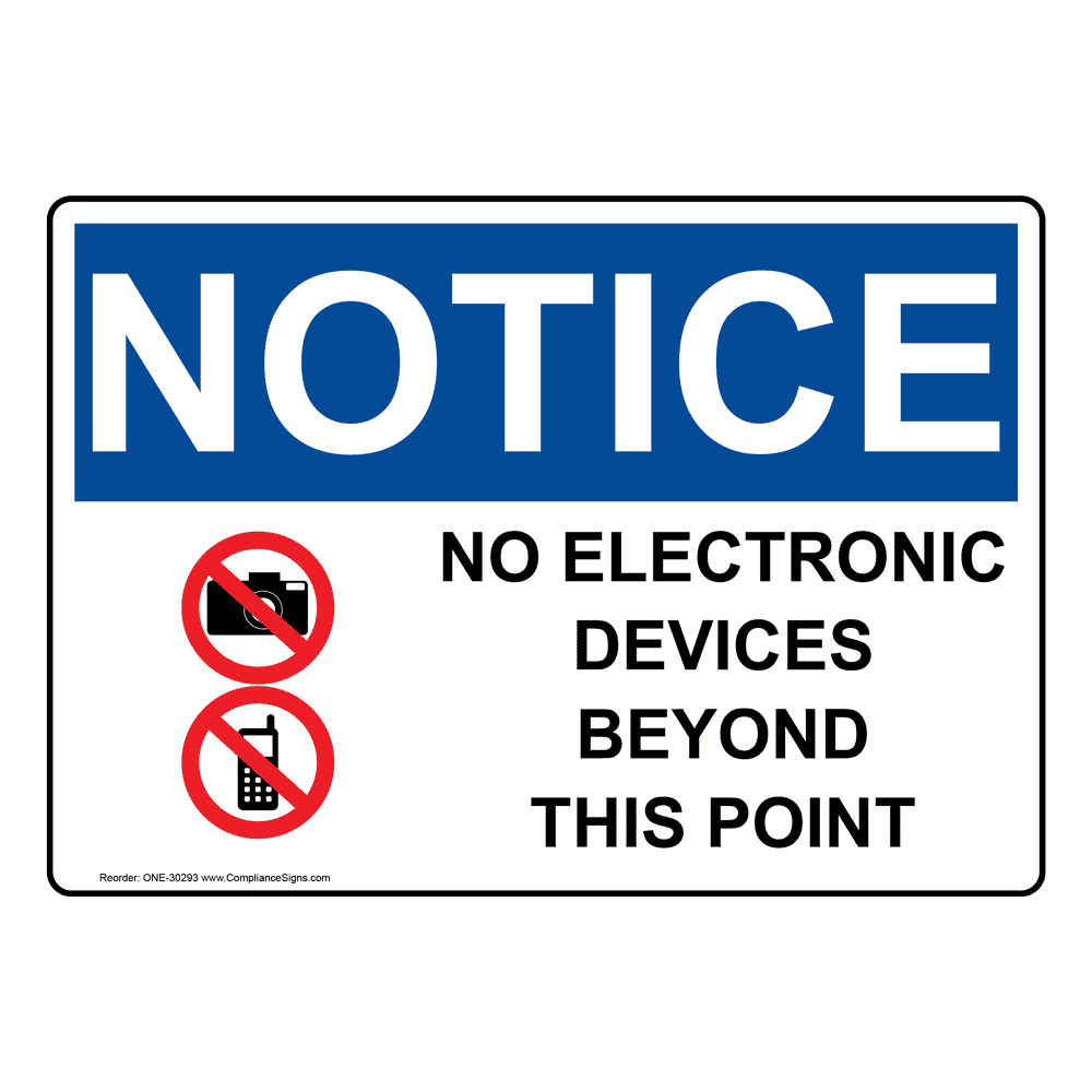 OSHA No Electronic Devices Beyond Sign With Symbol ONE-30293