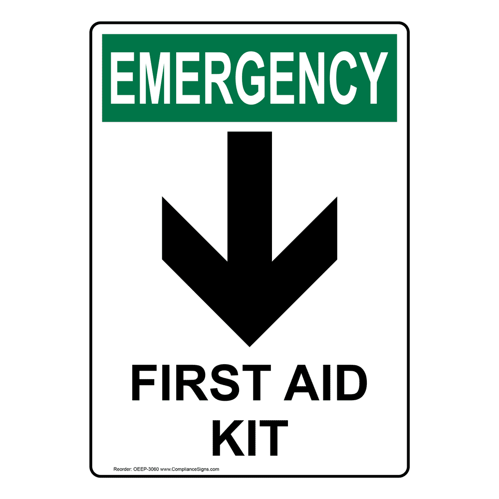 Portrait OSHA First Aid Kit Sign With Symbol OEEP-3060