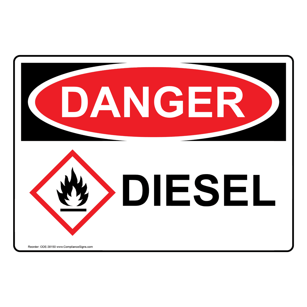 Portrait OSHA-GHS Diesel Sign With Symbol ODEP-38150