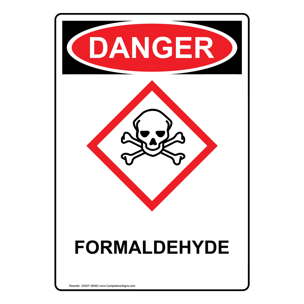 Portrait OSHA-GHS Formaldehyde Sign With Symbol ODEP-38563