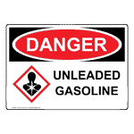 Chemical - Unleaded Gasoline SDS Signs and Labels