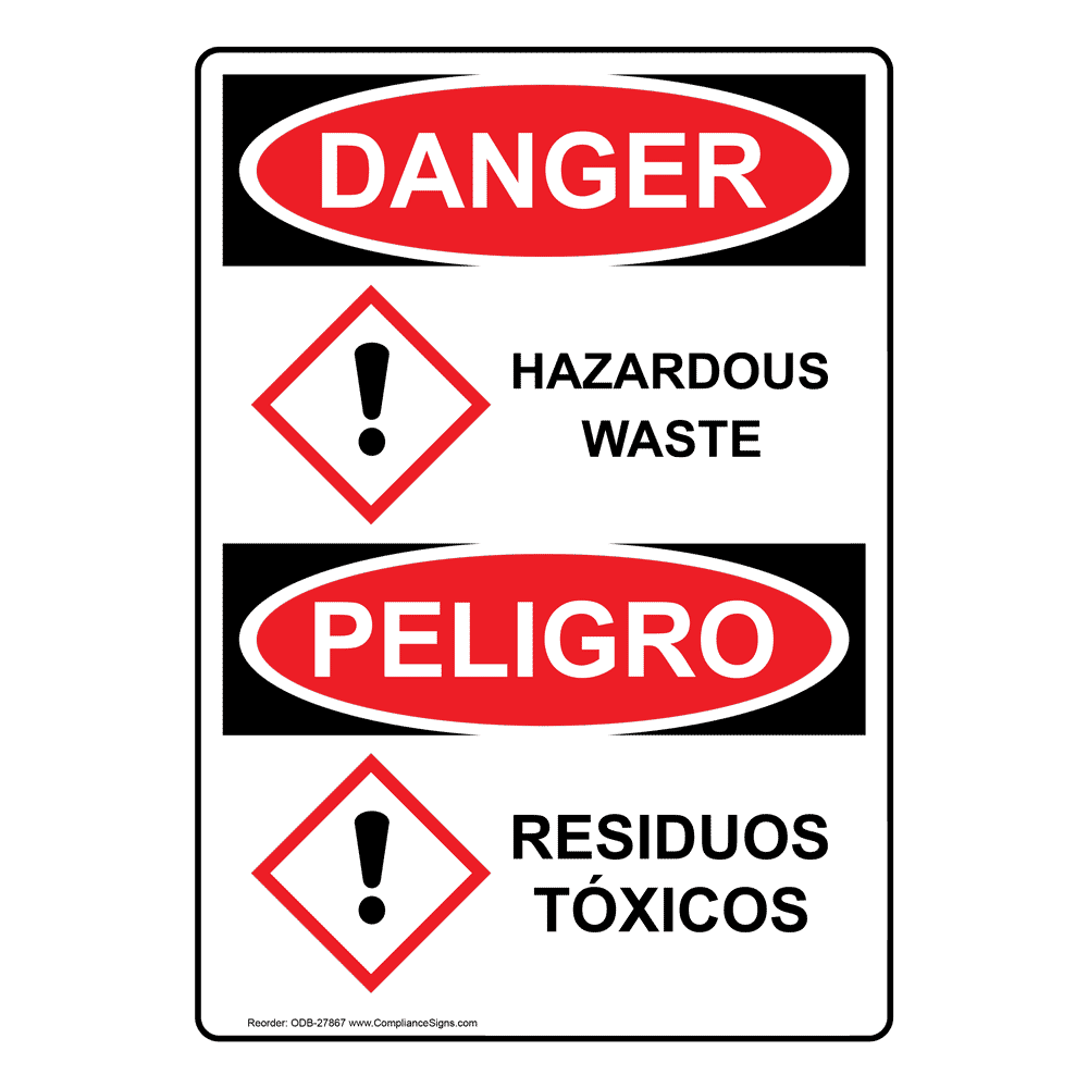 Portrait OSHA-GHS Hazardous Waste Sign With Symbol ODEP-27867