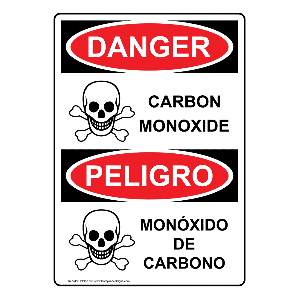 OSHA DANGER Carbon Monoxide Sign ODE-1550 Hazardous Gas / Gas Lines