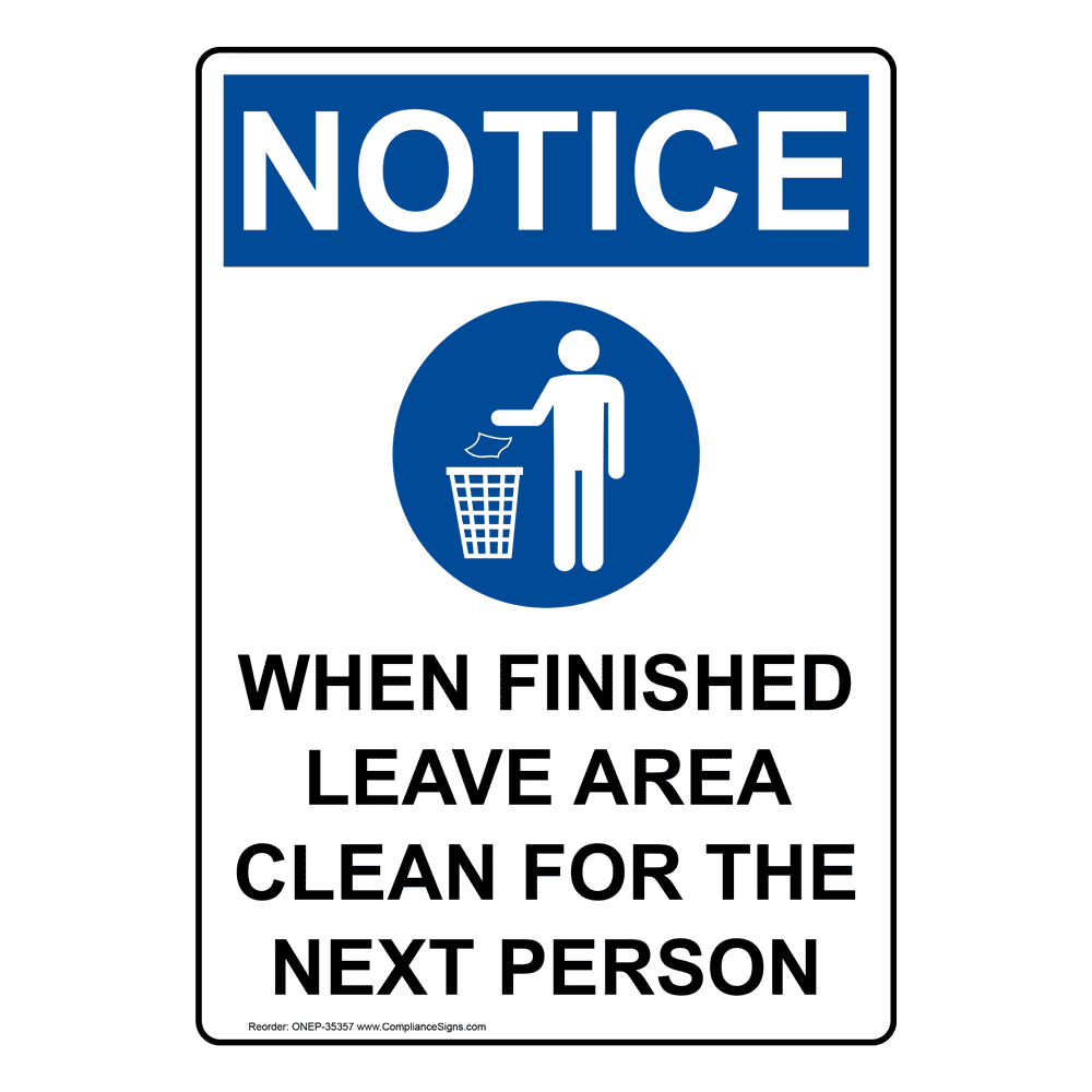 Portrait OSHA When Finished Leave Sign With Symbol ONEP-35357
